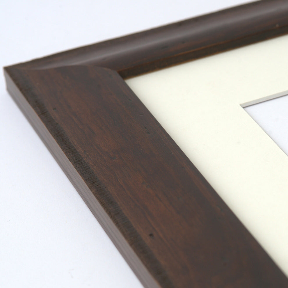 Dark Brown Stained Wood Frame with Rounded Profile – Riveros Art