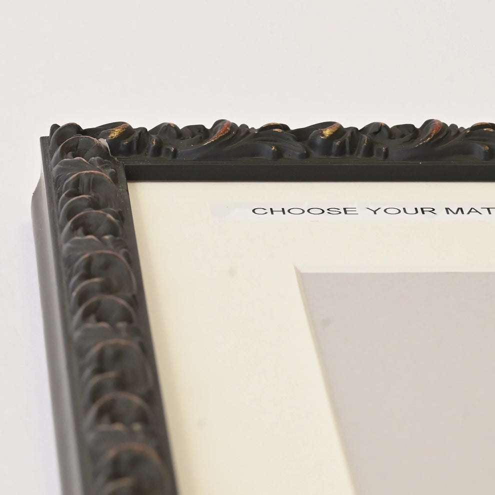 Black Finished Frame With Gold Undertones On Ornate Profile – Riveros Art